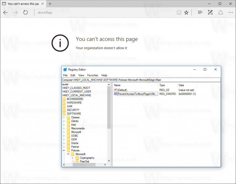 Disable the about:flags page in Microsoft Edge Disable the about:flags page in Microsoft Edge