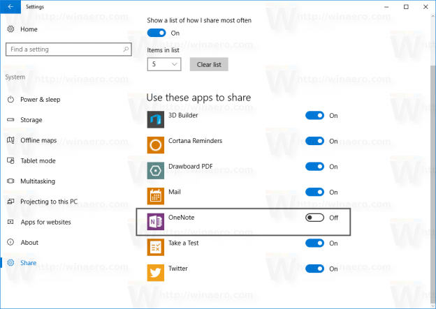 How to remove apps from the Share pane in Windows 10