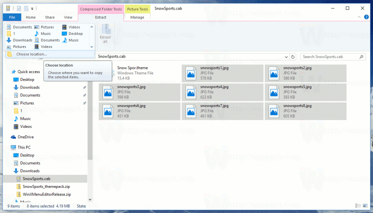 Extract wallpapers from themepack or deskthemepack file