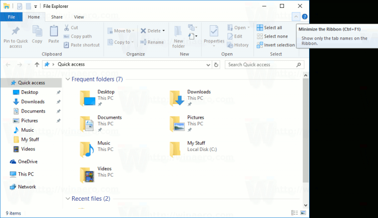 How to Hide or Show Ribbon In File Explorer in Windows 10