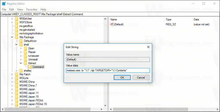 Add Extract Context Menu Command to MSI Files