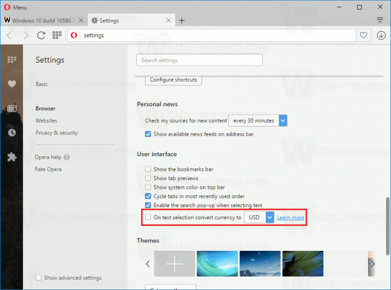 Disable Currency Converter Popup in Opera
