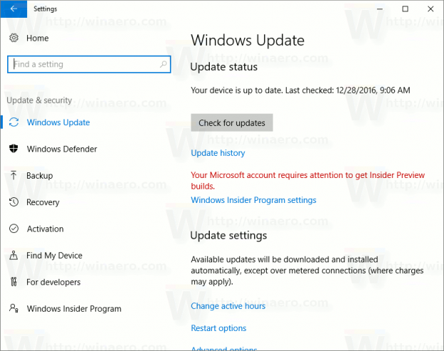 Pause Windows Updates in Windows 10 Creators Update