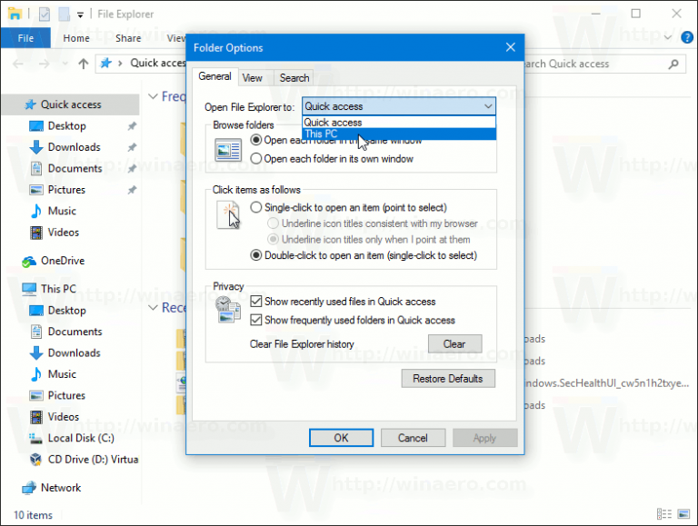 Open File Explorer to Downloads Folder in Windows 10