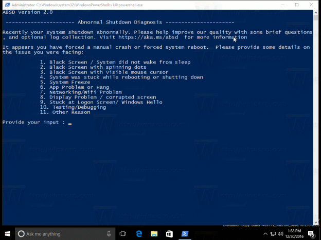Abnormal Shutdown Diagnosis in Windows 10