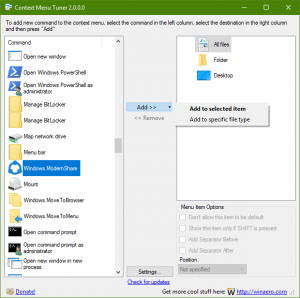 Add Share Context Menu Command in Windows 10