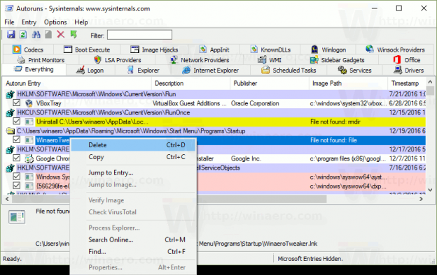 Remove Dead Entries from the Startup Tab in Task Manager