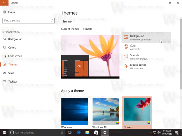 Change Theme and Appearance in Windows 10 Creators Update