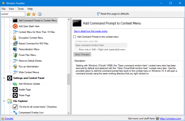 Add Command Prompt To Context Menu In Windows 10 Creators Update