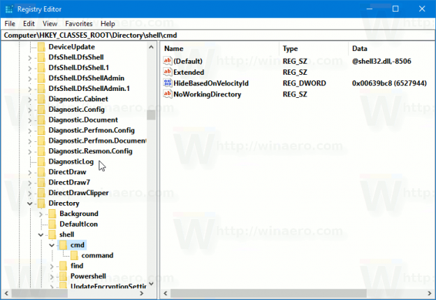 Add Command Prompt to Context Menu in Windows 10 Creators Update