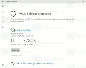 Windows Defender UWP app in Windows 10 build 14986