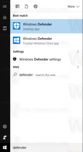 Windows Defender UWP app in Windows 10 build 14986