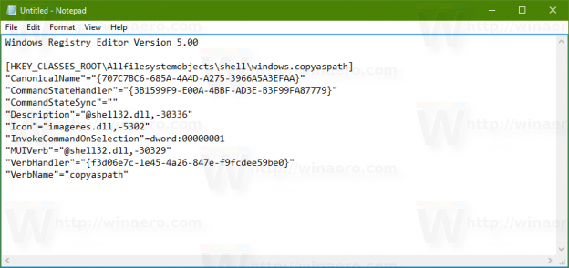 Get Copy Path Always Visible in Context Menu in Windows 10