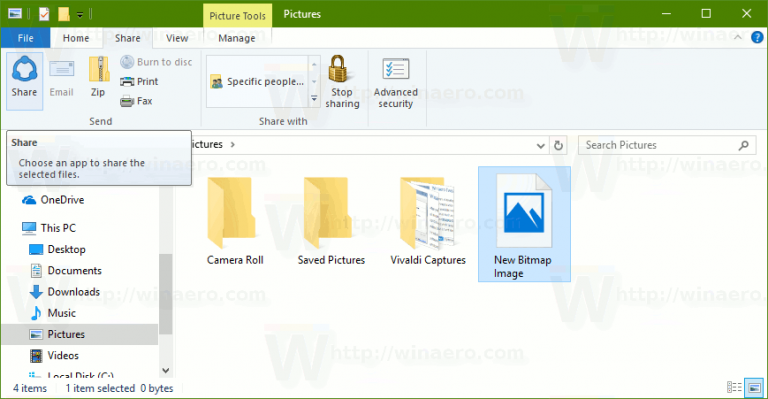 Add Share Context Menu Command in Windows 10