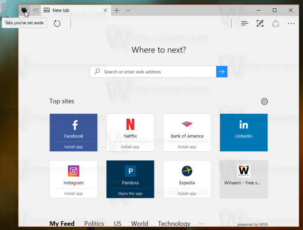 Set Tabs Aside in Microsoft Edge (Tab Groups)