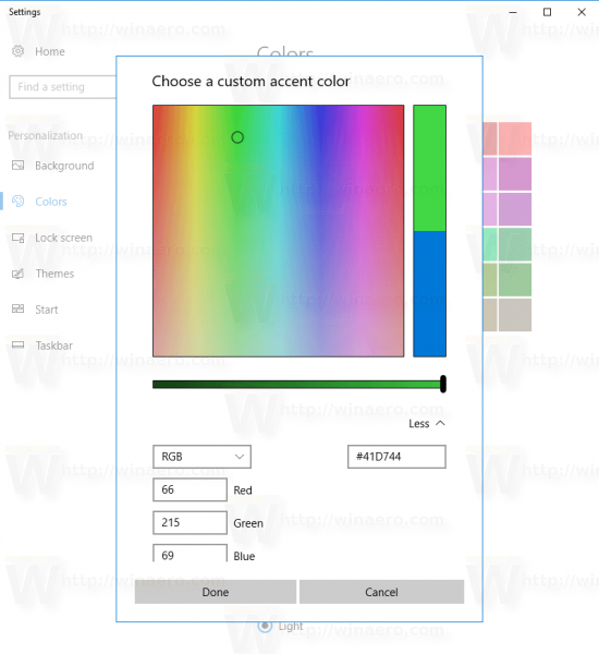 Set Custom Color for Title Bars and Taskbar in Windows 10