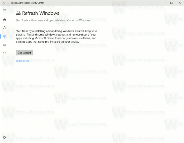 Windows Defender Security Center in Windows 10 Creators Update