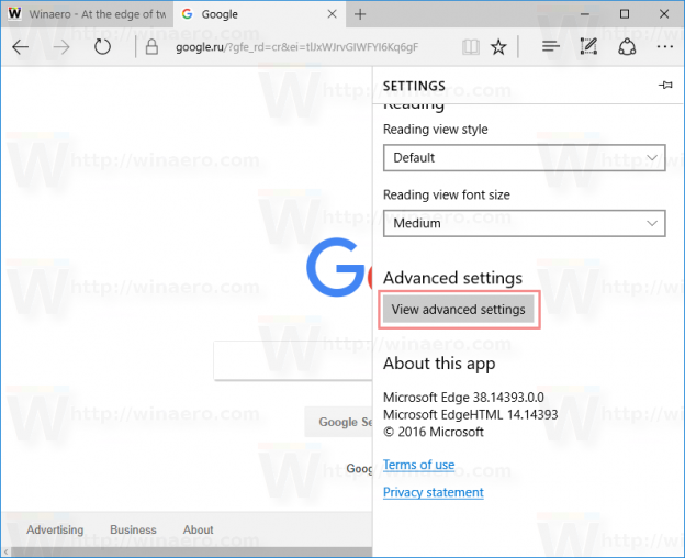 Set Google as Default Search in Microsoft Edge