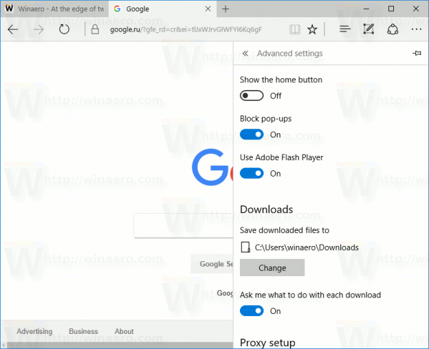 Set Google as Default Search in Microsoft Edge