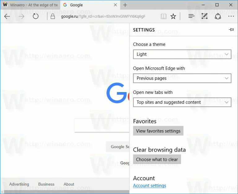 Set Google as Default Search in Microsoft Edge