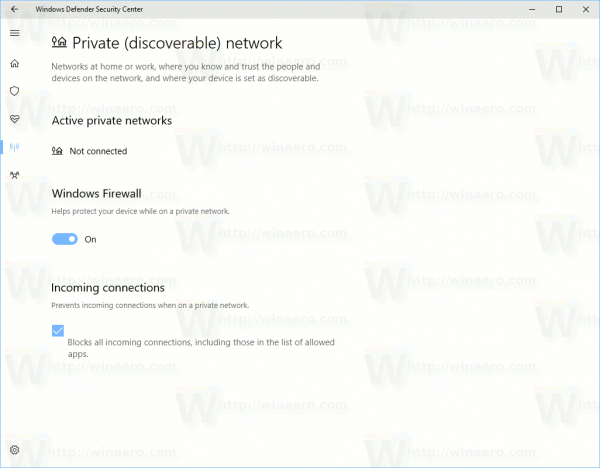 Windows Defender Security Center in Windows 10 Creators Update