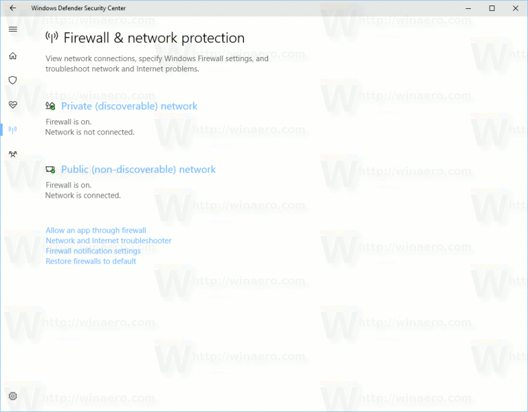 Windows Defender Security Center in Windows 10 Creators Update
