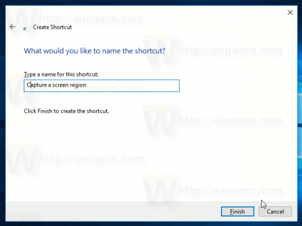 Create Shortcut to Capture Screen Region in Windows 10