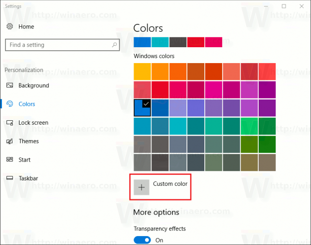 Set Custom Color for Title Bars and Taskbar in Windows 10