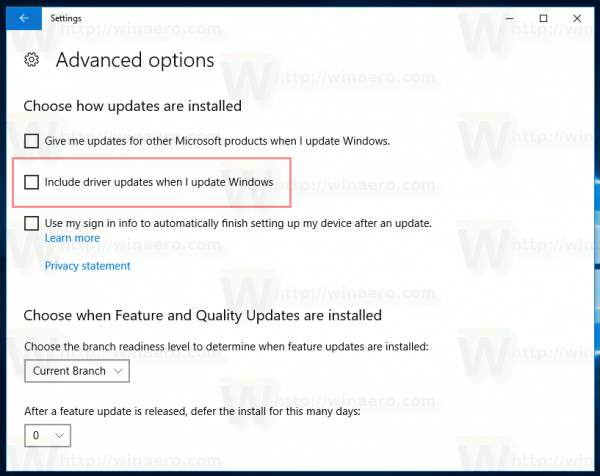 Exclude Drivers From Updates In Windows 10 Creators Update
