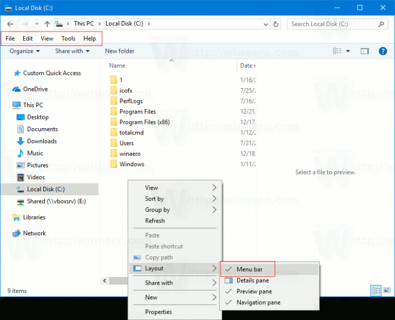 Add Layout Context Menu in Windows 10
