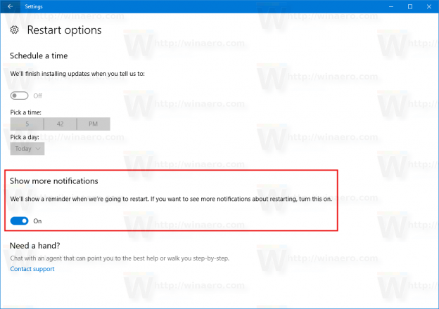 Enable Update Restart Notifications in Windows 10