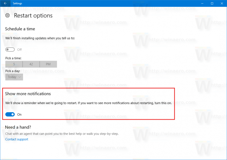 Enable Update Restart Notifications In Windows 10