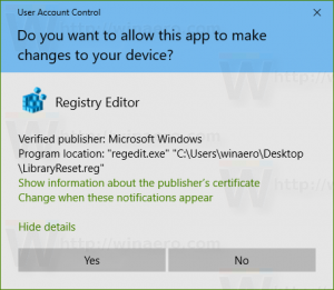 Add Restore Settings to Libraries Context Menu in Windows 10