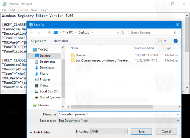 Add Navigation Pane Context Menu In Windows 10