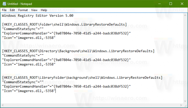 Add Restore Settings To Libraries Context Menu In Windows 10