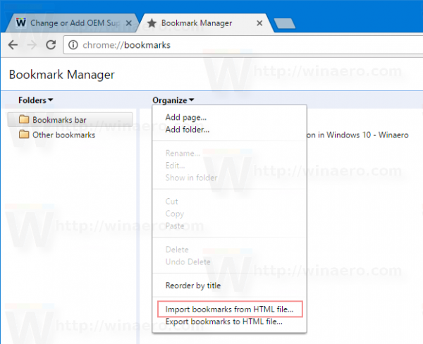 Export Google Chrome Bookmarks To An HTML File