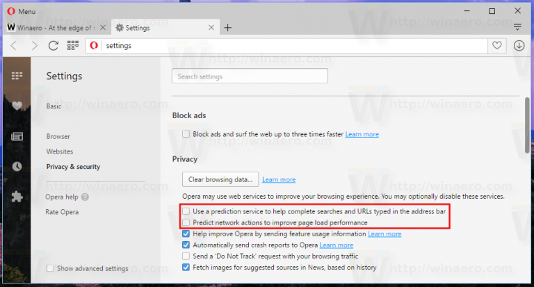 How To Disable Page Prediction in Opera