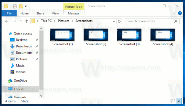 How to reset screenshot index number in Windows 10