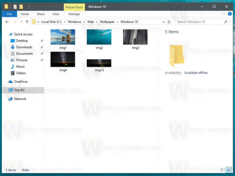 Where are Windows 10 Default Wallpapers Stored