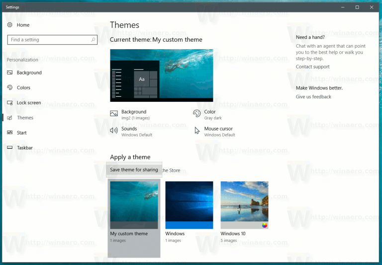 Save a Theme as Deskthemepack in Windows 10 Creators Update