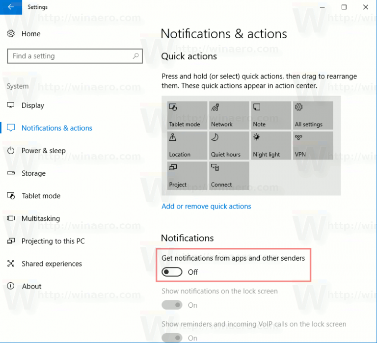 How to Disable Action Center Notifications in Windows 10