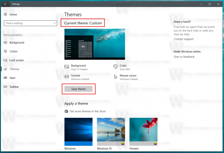 Save a Theme as Deskthemepack in Windows 10 Creators Update