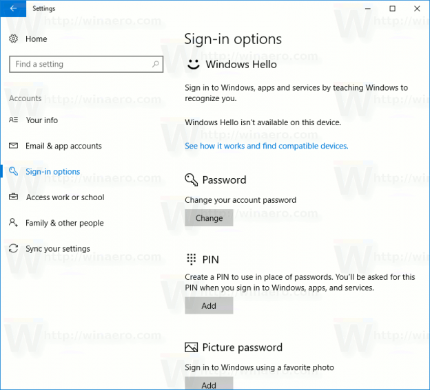 Windows 10 Picture Password - Add, Change or Remove