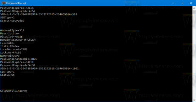View User Account Details in Windows 10 for All Users