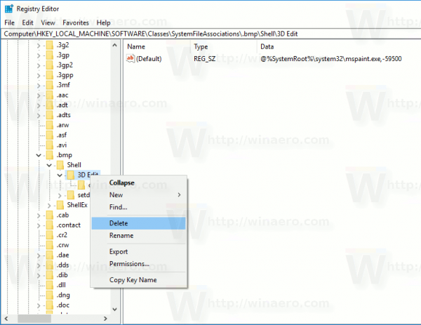 Remove Edit With Paint 3D From Context Menu in Windows 10
