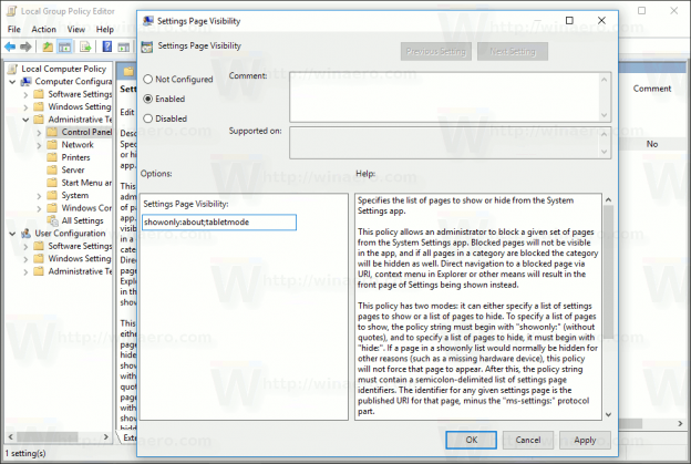 How To Hide Settings Pages in Windows 10
