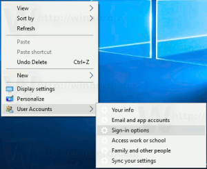 Add User Accounts Desktop Context Menu In Windows 10
