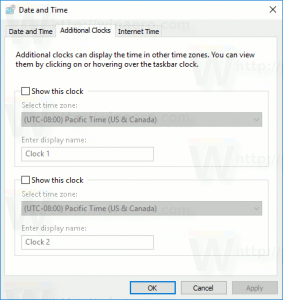 Add Clocks for Additional Time Zones in Windows 10
