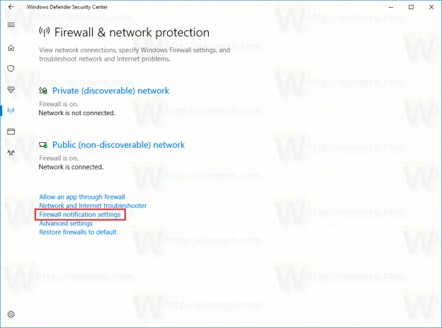 Disable Firewall Notifications In Windows 10