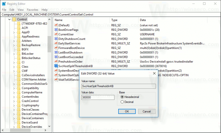 Set Split Threshold for Svchost in Windows 10